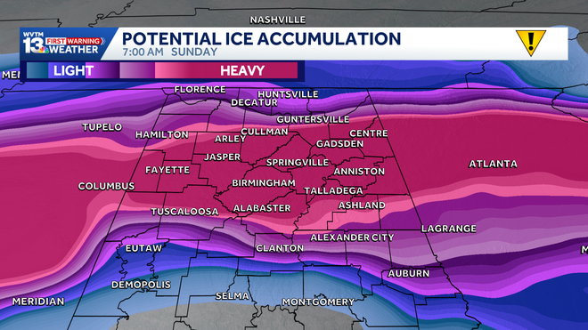Alabama ice storm: Tracking threat of winter weather this weekend