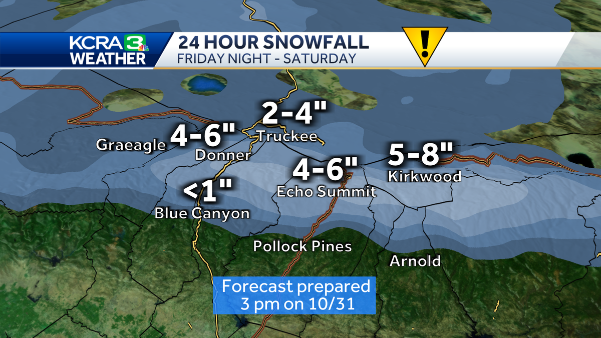 Plowable snow for the Sierra starts Friday night. How much could fall