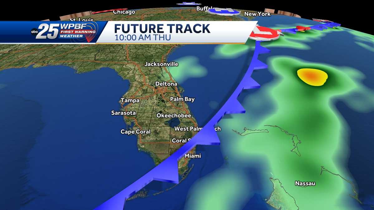 Isolated to scattered rainfall possible as cold front moves through Florida