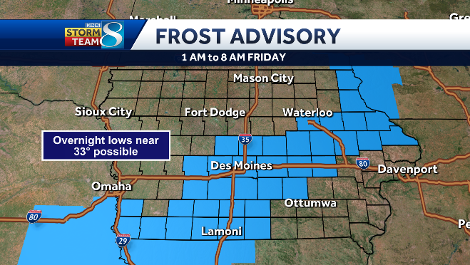 Iowa weather: Freeze warning and frost advisory issued for most of Iowa ...