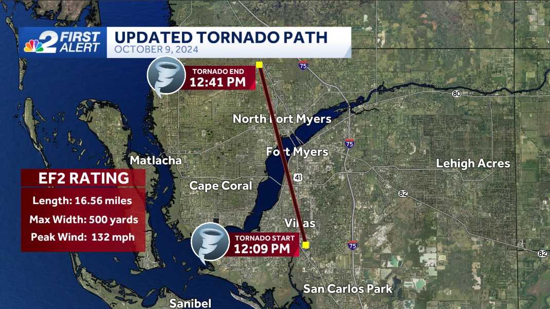 NWS Update: Lee County tornado spawned by Hurricane Milton was on the ...