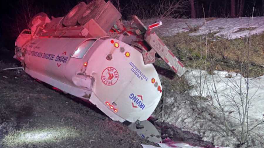 Fuel truck driver injured in Brunswick rollover crash