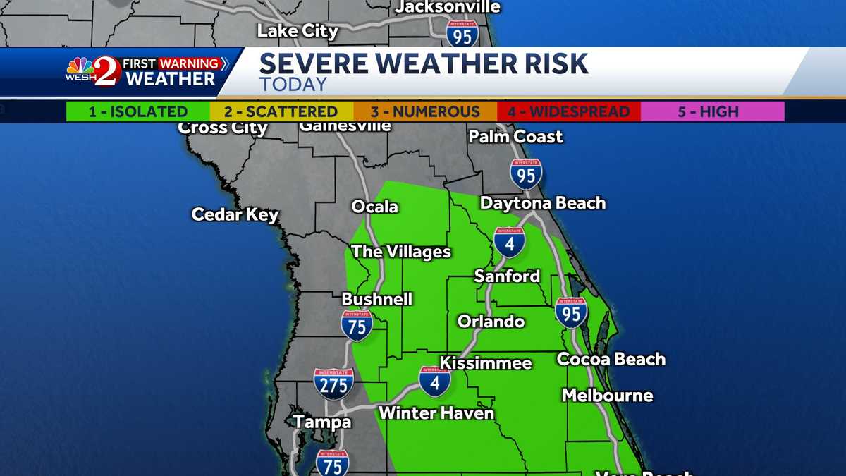 Severe weather in Florida may bring gusty winds, hail