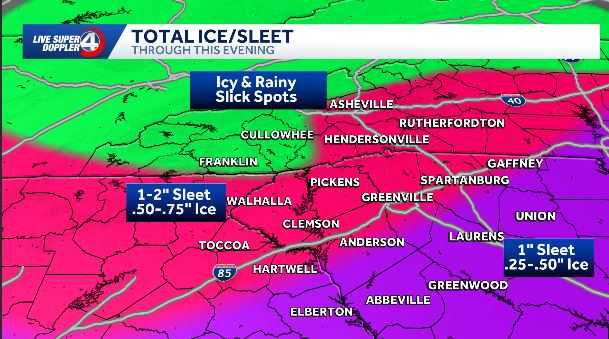 Live updates on ice storm impacts in the Carolinas and Georgia