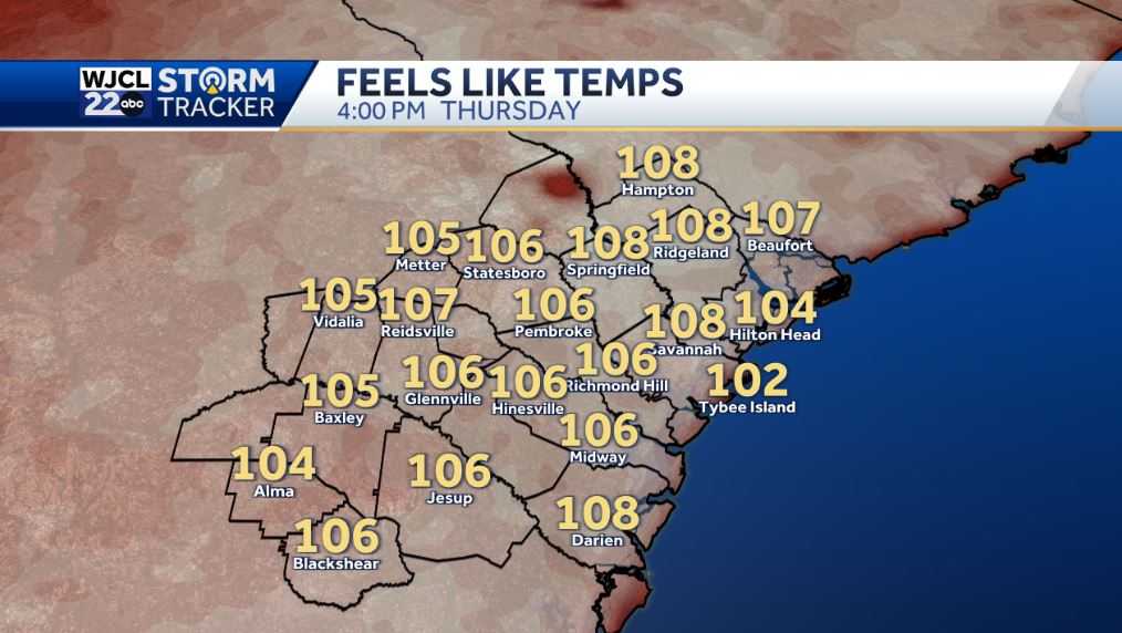 Heat Advisory for Coastal Georgia and Lowcountry with feels like ...
