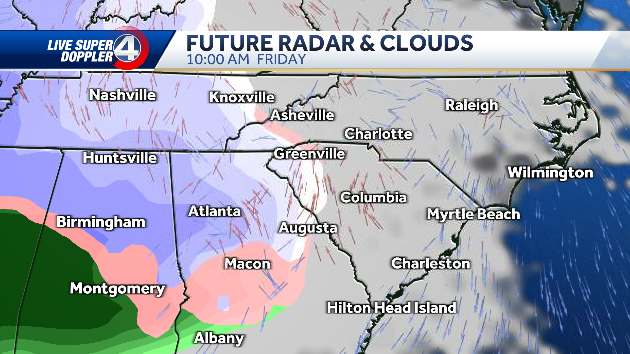 Winter storm forecast models, expected totals for South Carolina