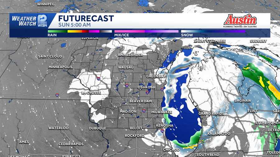 Hour-by-Hour snow forecast for southeast Wisconsin
