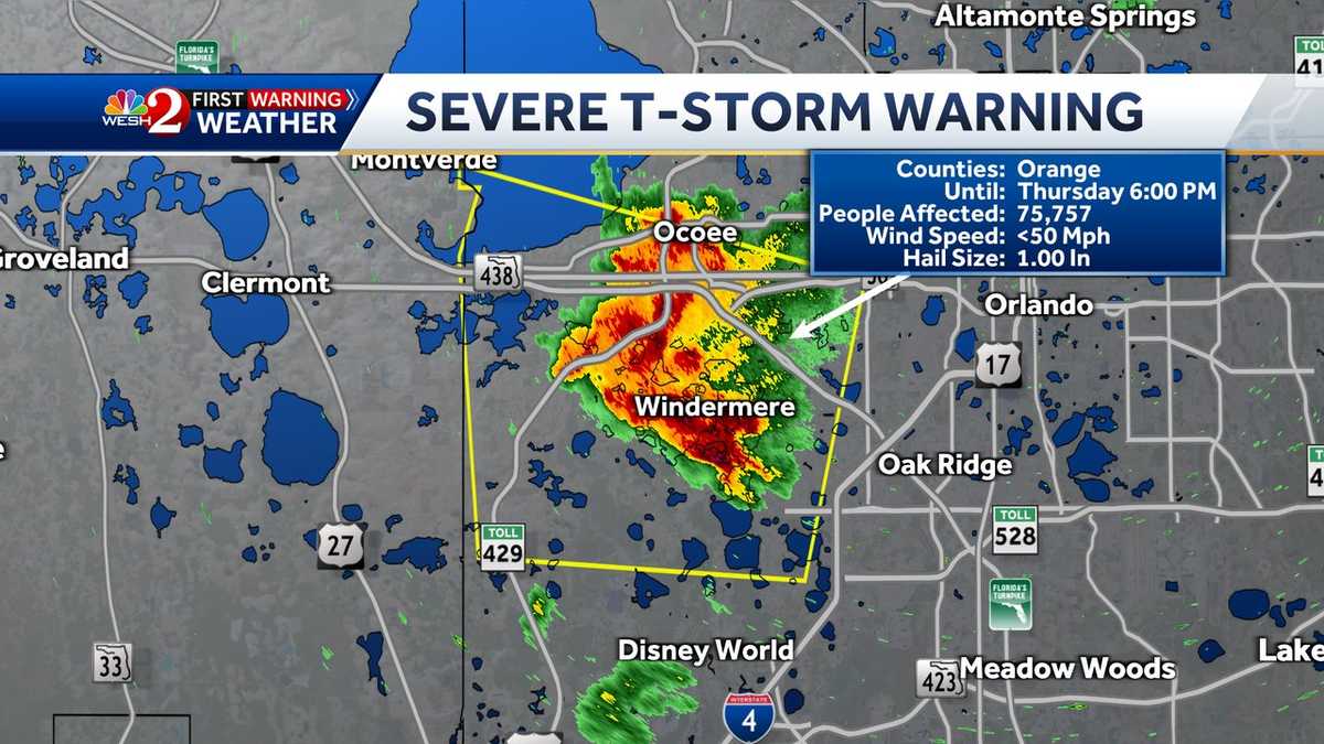 Severe thunderstorm warning issued for Orange County