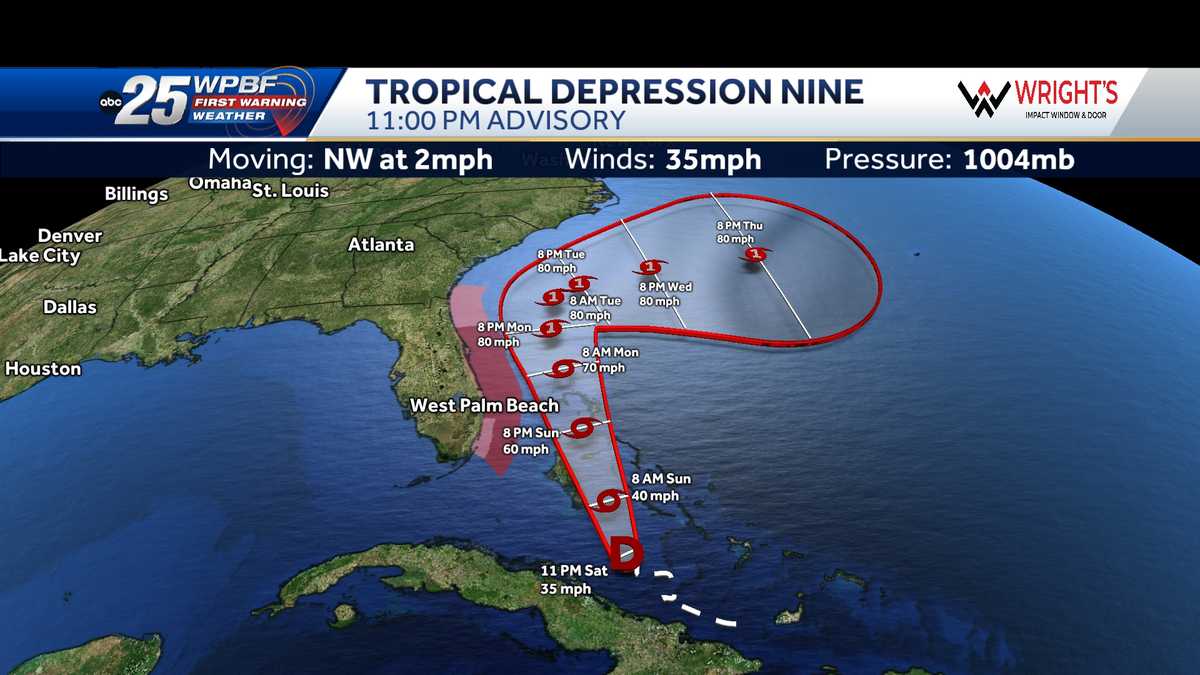 Tropical Depression Nine will become Imelda; Coastal threats for Florida