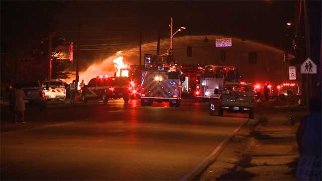 Flames shoot into air after wreck causes gas line explosion