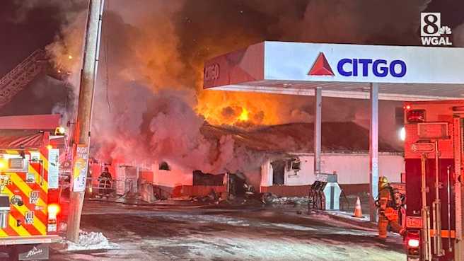 Crews battle fire at East Hanover Township gas station