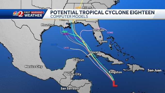 Track Tropical Depression 18: Maps, models as Rafael attempts to form