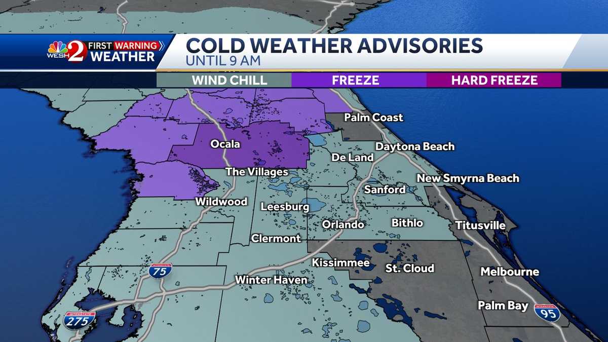 Florida cold Wednesday: Temperatures to plummet