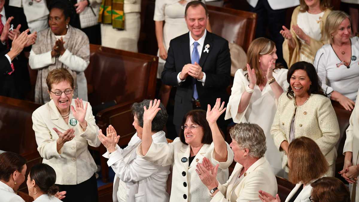 Growing number of women in Congress wearing white get round of applause ...