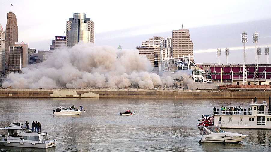 Archives: Cincinnati’s Riverfront Stadium imploded 23 years ago