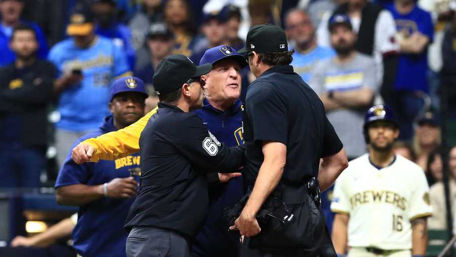 Brewers feeling frustrated after a critical call goes against them for ...