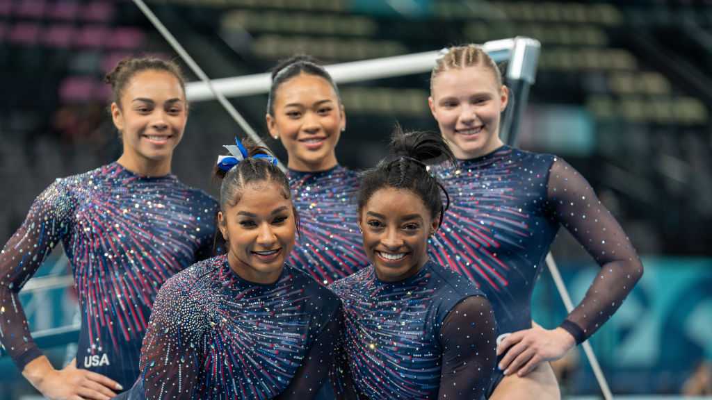 Gallery: USA women's gymnastics team's sparkly leotards dazzle at 2024 ...