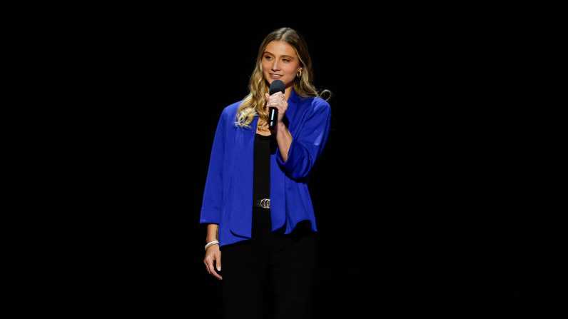 Hadley Duvall, a rape survivor, share her story on stage at DNC