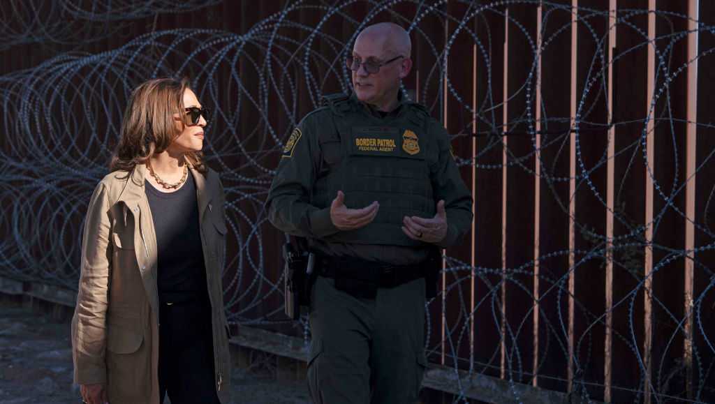 Harris walks fence at US-Mexico border as she works to project tougher ...