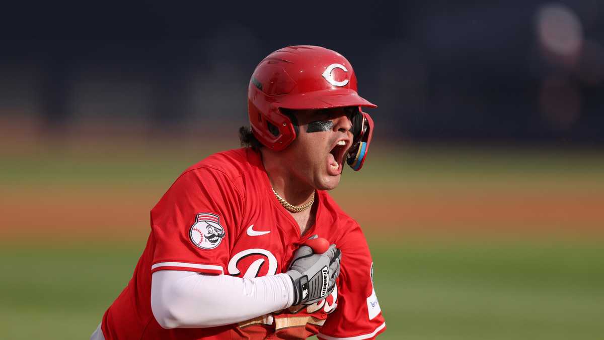 Reds top prospect Stewart batting sixth, playing first base in major ...