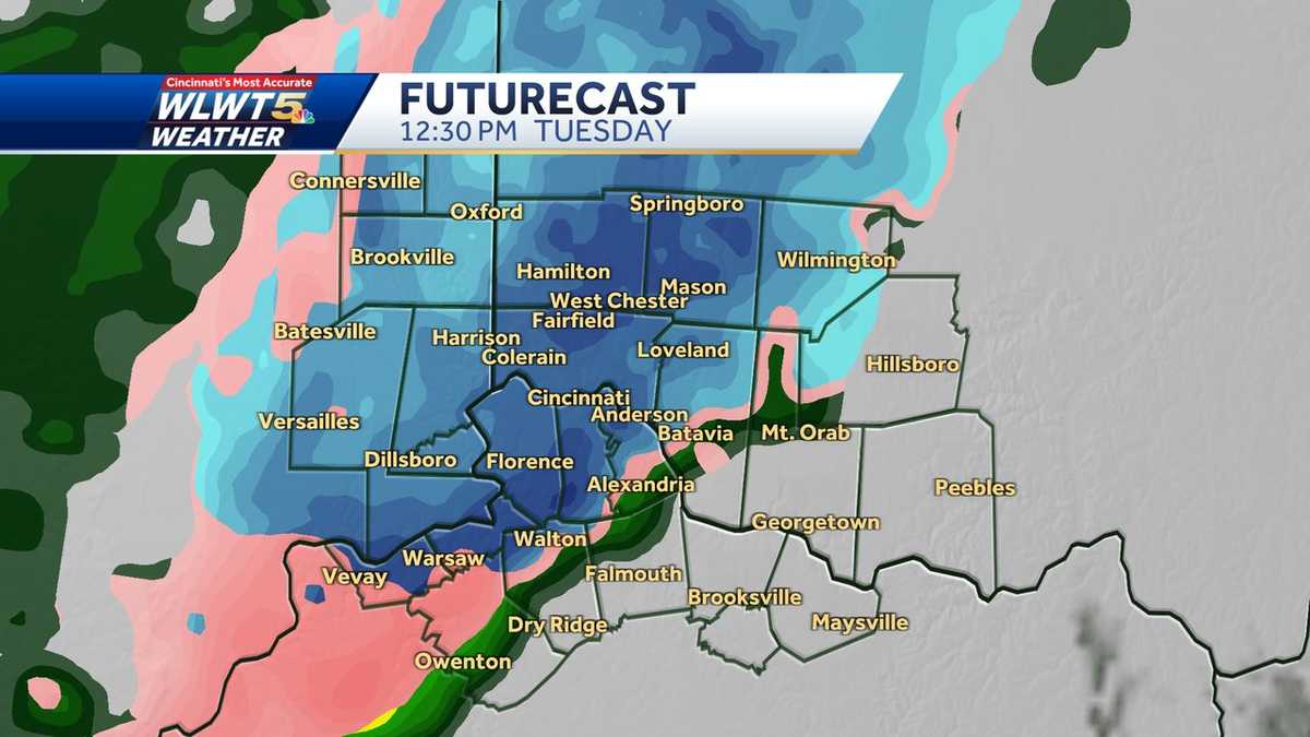 Tuesday weather planner: Wintry mix to switch over to rain showers