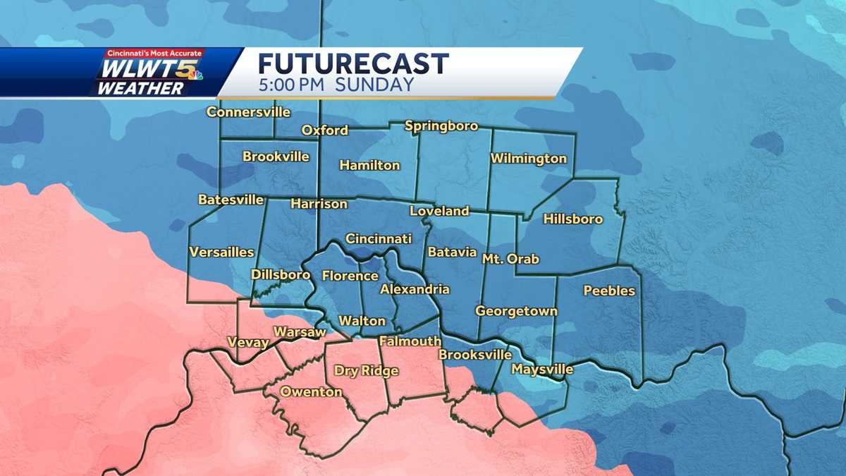 Hour-by-hour snow, sleet forecast for Cincinnati region