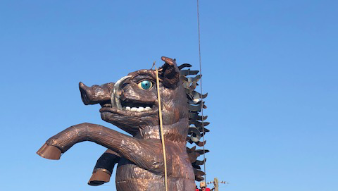25-foot-tall hog statue erected in Fayetteville