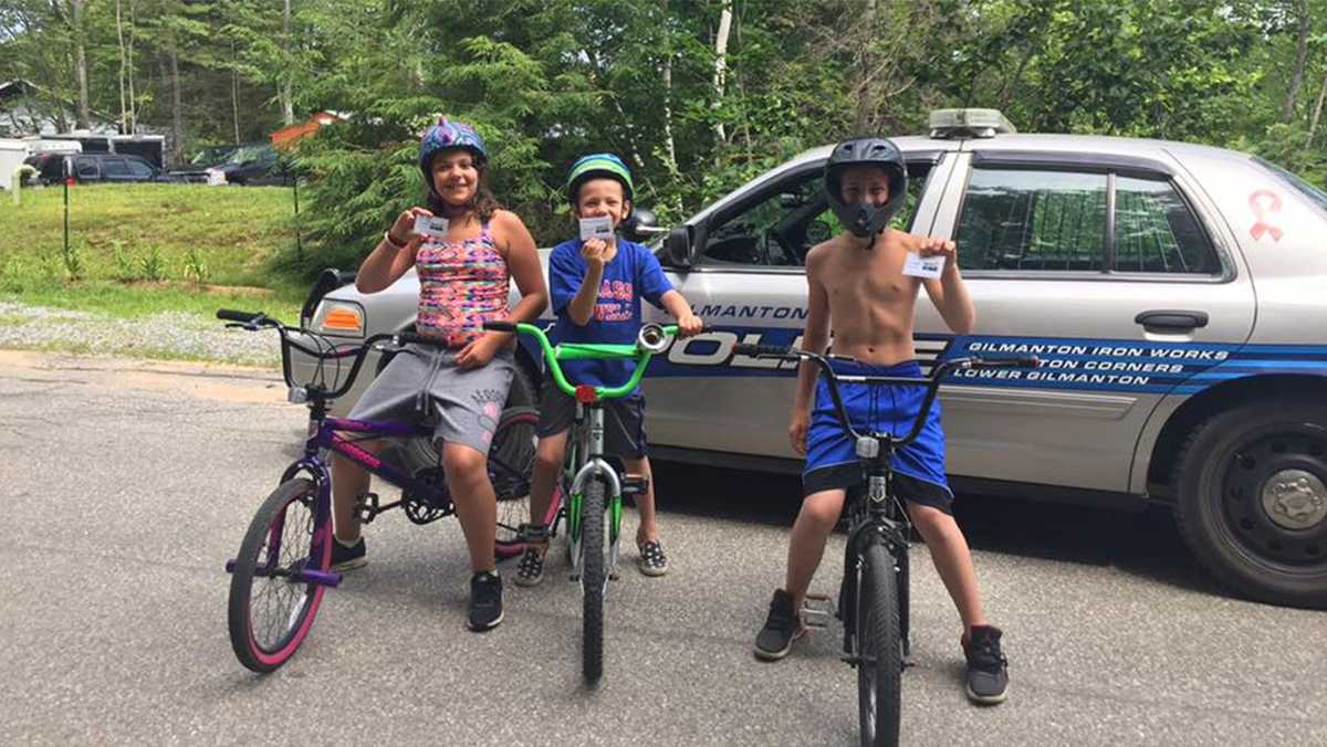 Gilmanton police give ice cream certificates to kid bicyclists who wear ...