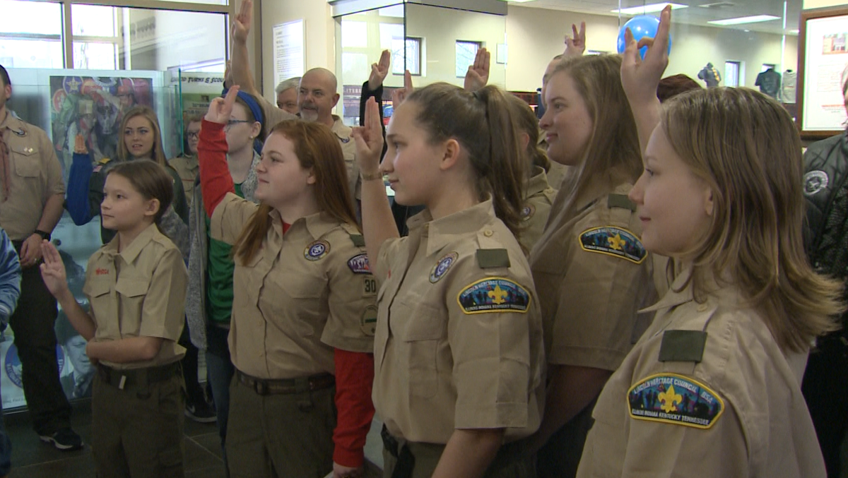 Boy Scouts hold historic welcome ceremony for girls joining program
