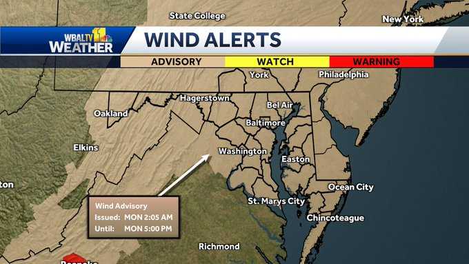 Wind Advisory for Monday with gust up to 50 mph