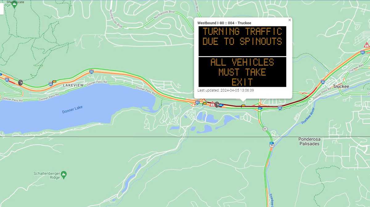 Westbound traffic on I-80 turned around in Truckee due to spinouts