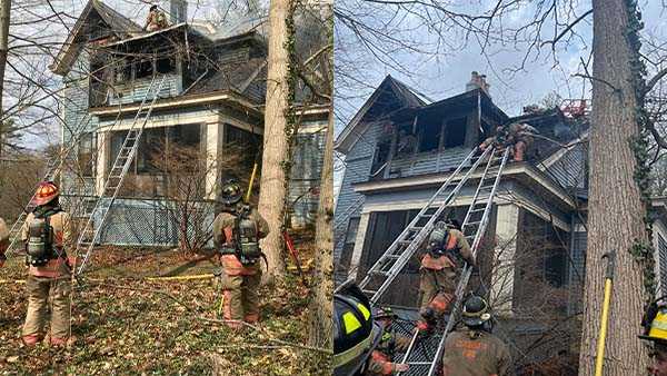 Cincinnati Fire Department battle house fire on Glenview Avenue