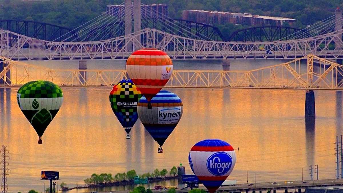 Hot air balloons fill the sky for the Great Balloon Rush-Hour Race