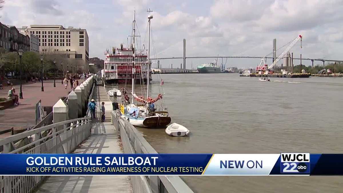 Historic sailboat with nuclear disarmament message visits Savannah