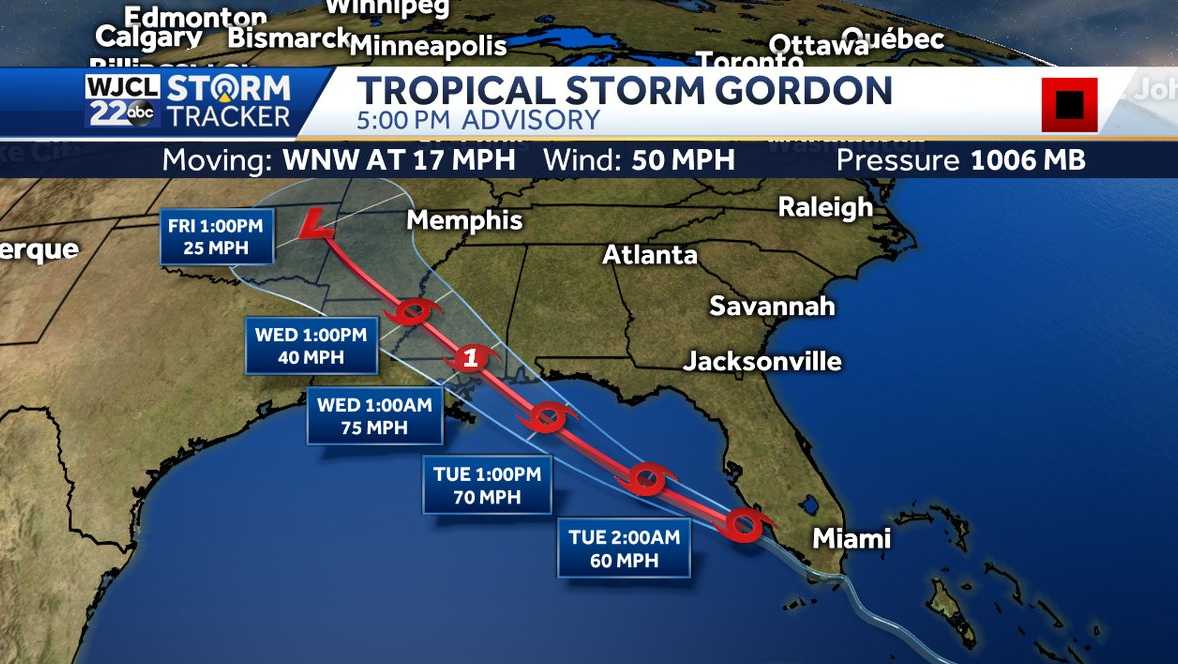 Tropical Storm Gordon is strengthening in the Gulf of Mexico, Florence ...