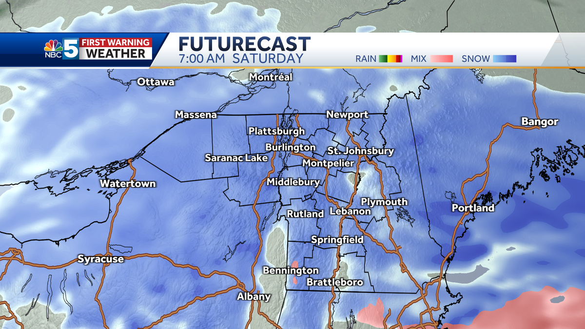 Widespread snow, mix with weekend storm in Vermont, NY