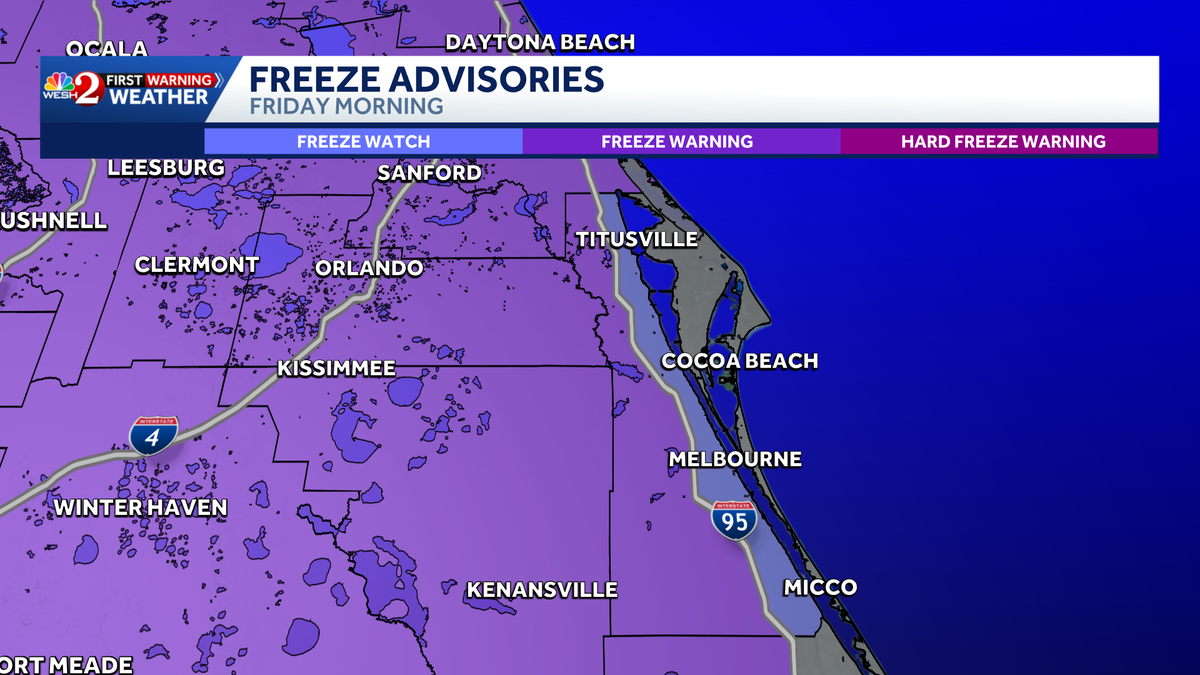 Powerful freeze rolling through Central Florida