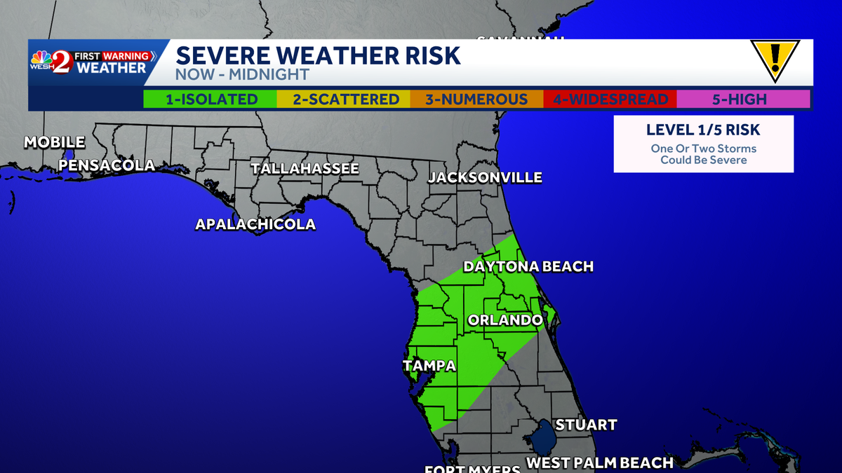 Strong storms possible in Central Florida this evening