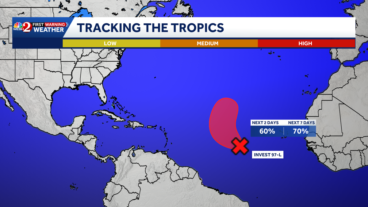Development chances increase for Invest 97-L, NHC says