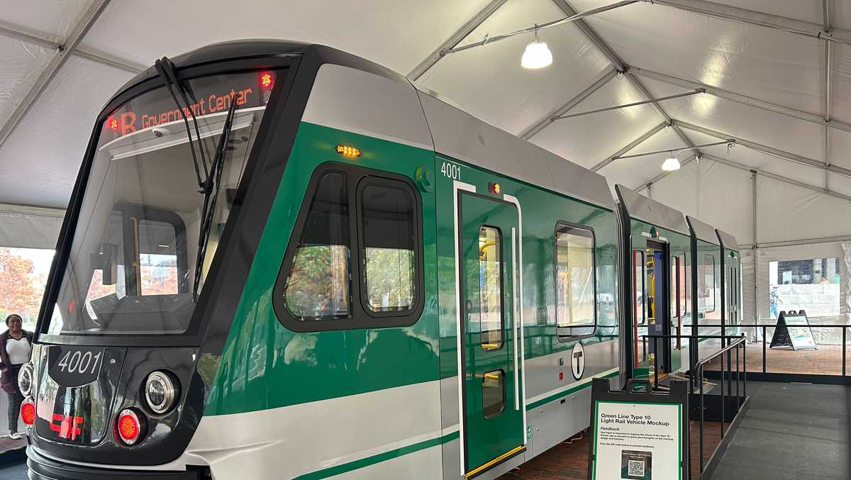 MBTA shows off mock-up of larger Green Line Type 10 trolleys