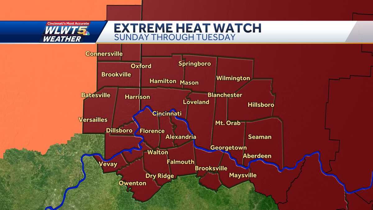 Extreme Heat Watch: Potential for it to feel around 100 degrees next week