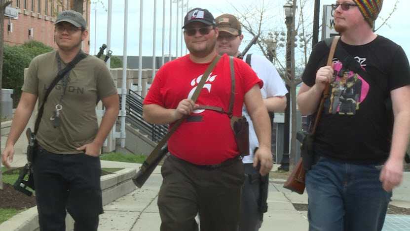 Handguns, assault rifles on full display at UC for gun rights demonstration