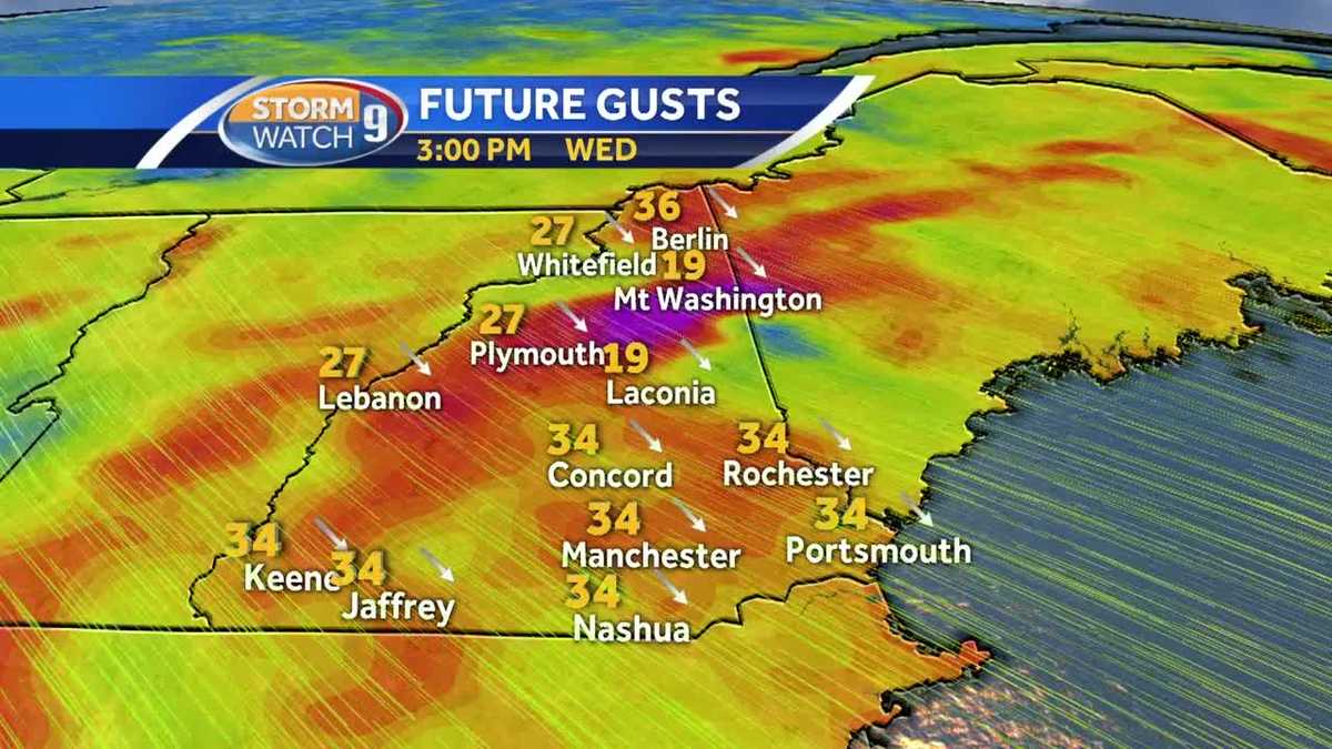 Gusts over 35 mph likely in NH with falling temperatures
