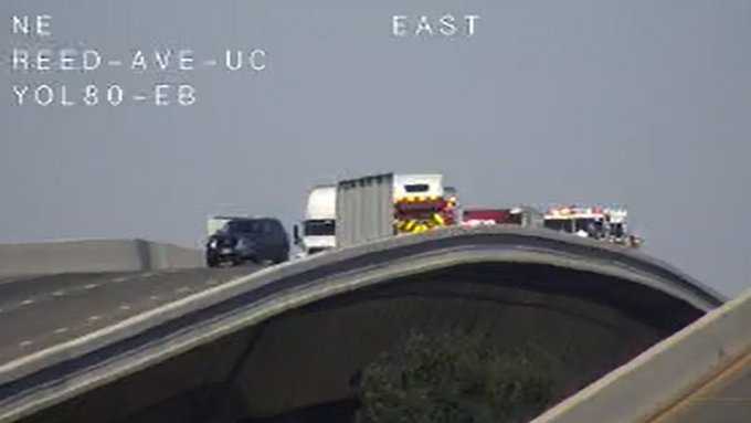 Big rig crash blocking traffic on Interstate 80 in West Sacramento