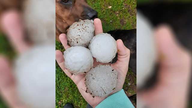 OKLAHOMA HAIL: Large hail falls as severe storms move across Oklahoma
