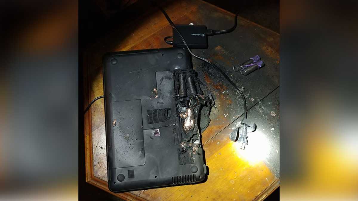 Hancock police warn public after laptop bursts into flames
