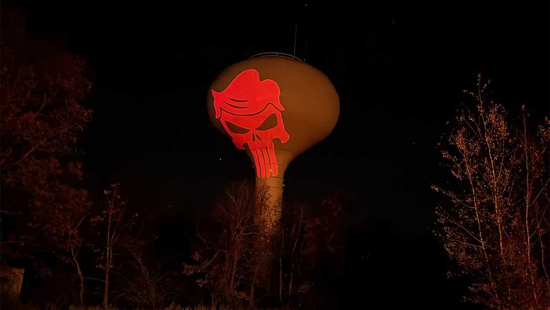 New image projected on Hanson water tower following election