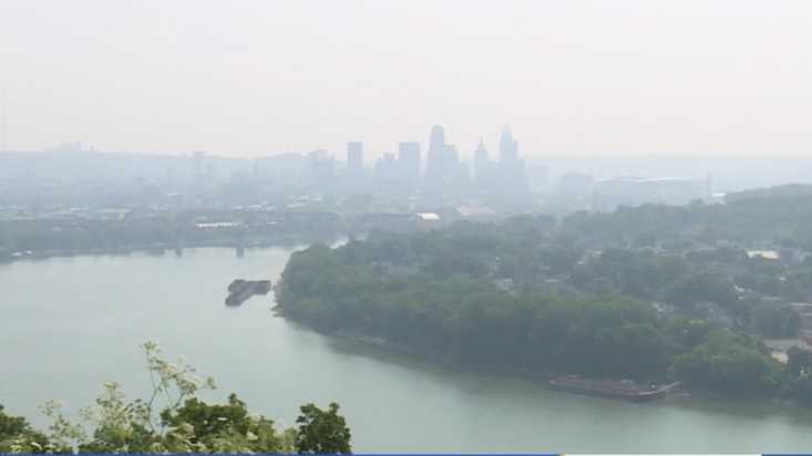 What are the air quality impacts in Cincinnati from Canadian wildfires?