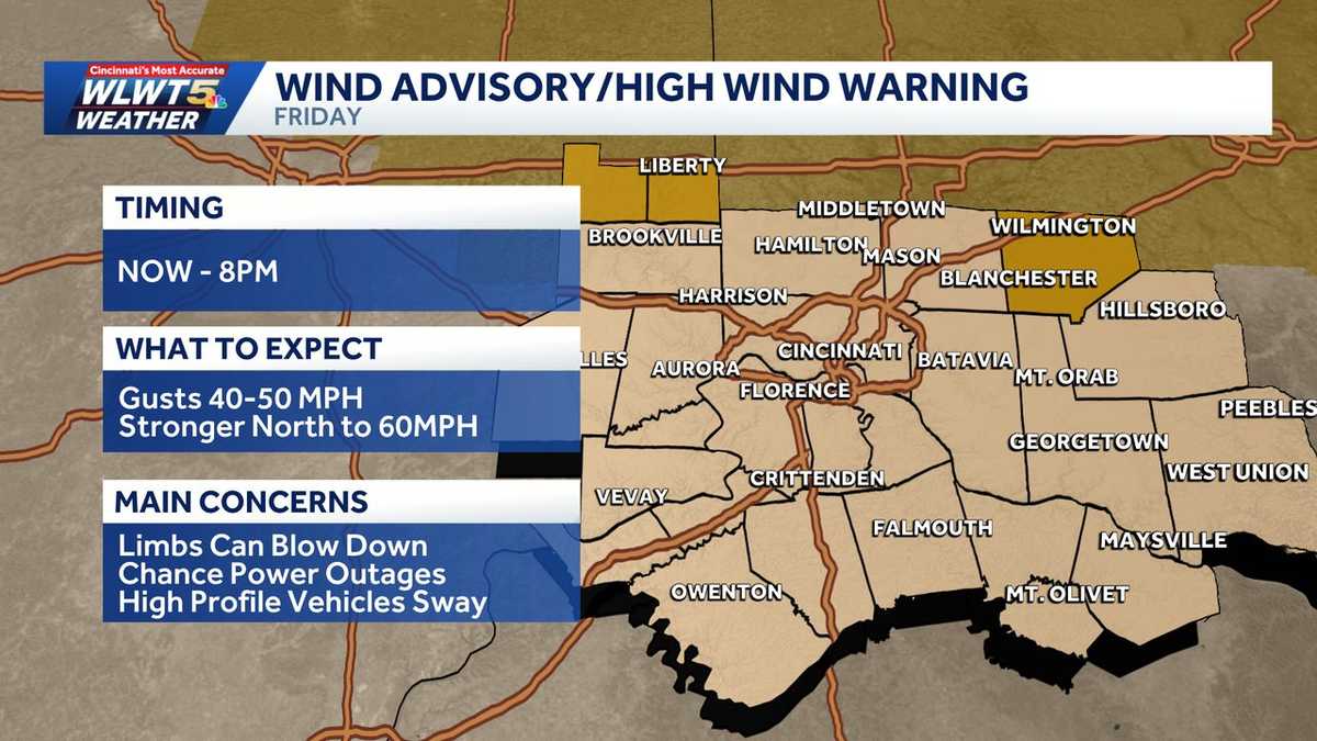 Wind Advisory: Gusts between 40-60 mph possible Friday