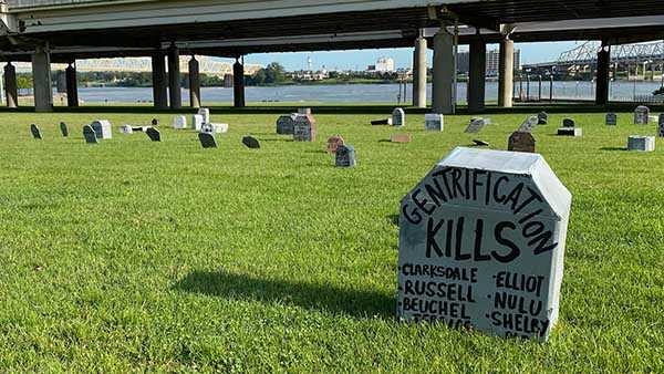 Someone turned Waterfront Park into a graveyard